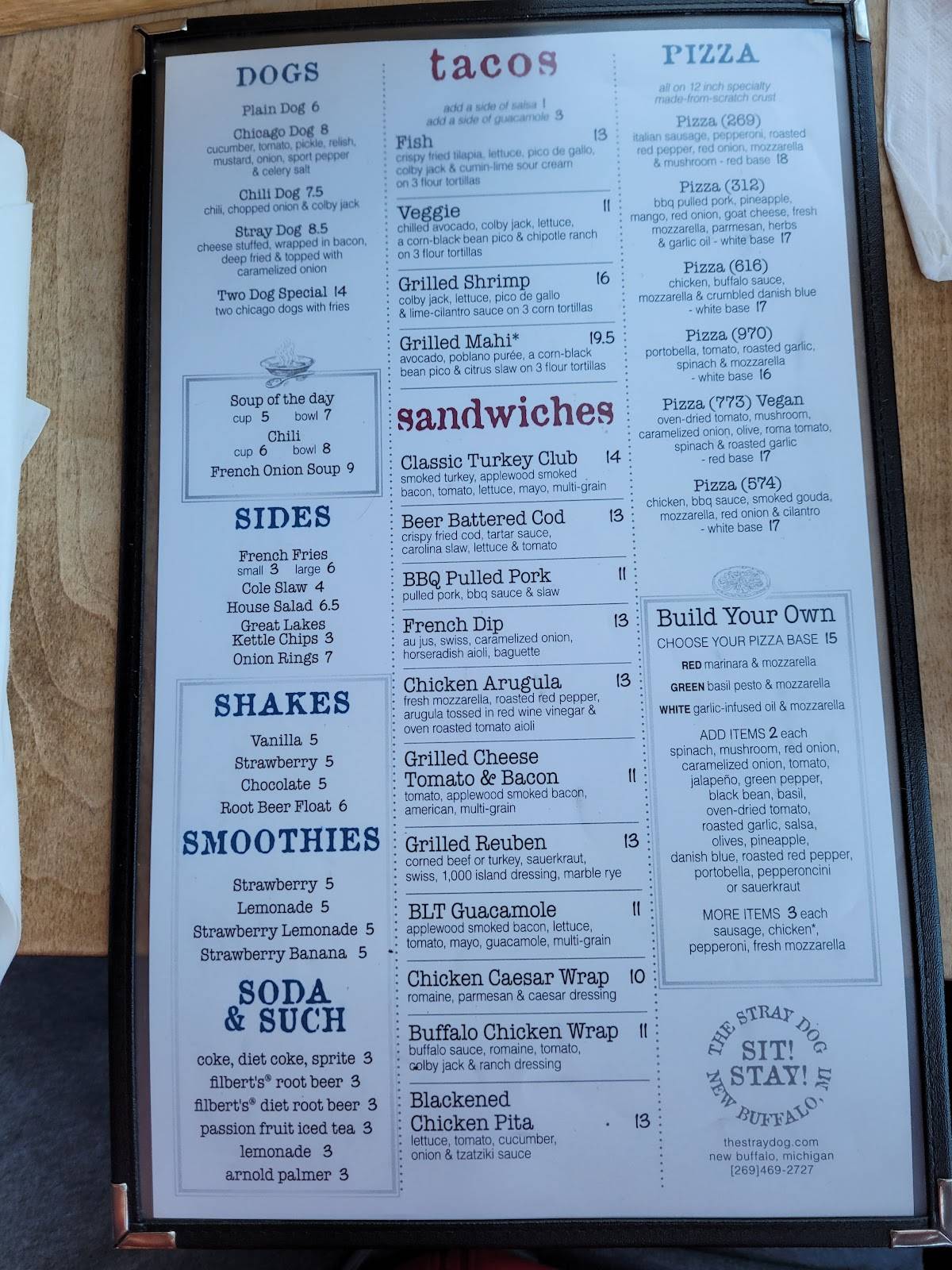 Menu at The Stray Dog Bar & Grill, New Buffalo