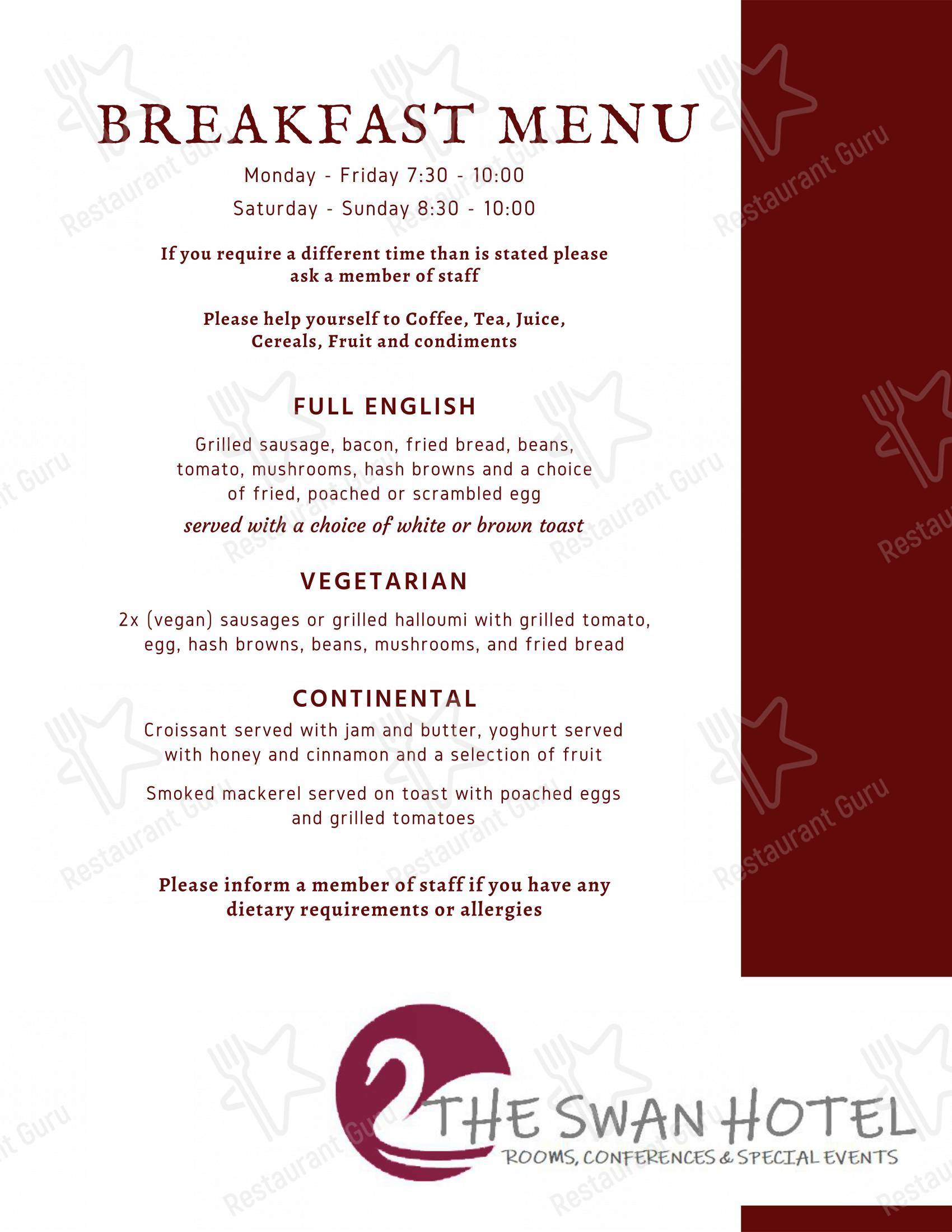 Menu at The Swan Hotel pub & bar, Harleston