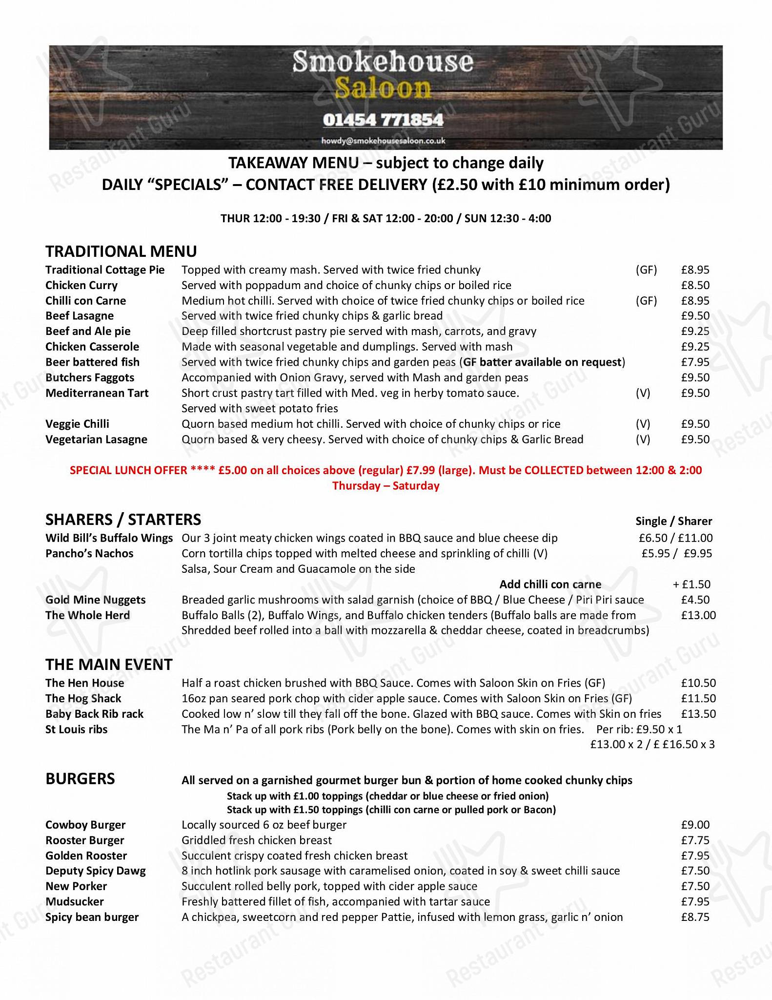 Menu at The Swan in Winterbourne pub & bar, Bristol, Avon