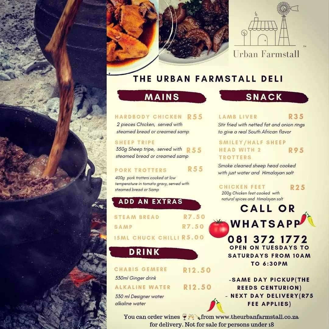 Menu at The Urban Farmstall restaurant, Centurion