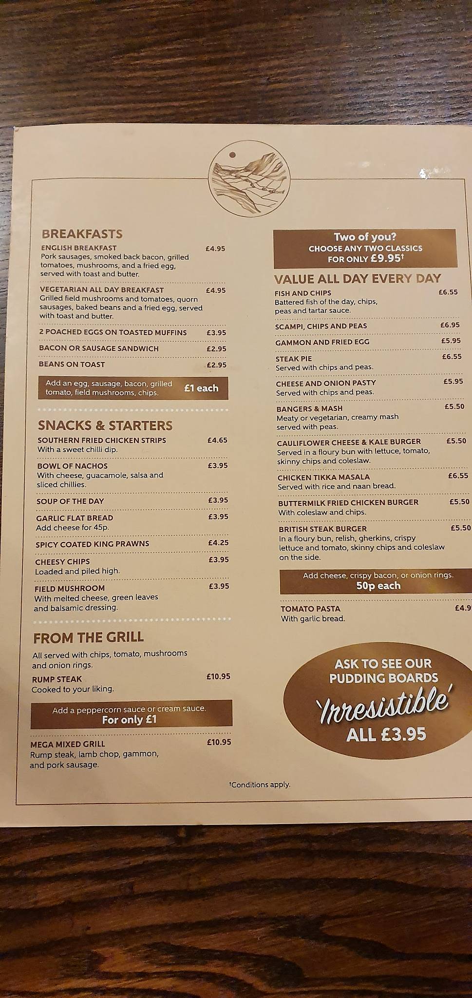 Menu at The Vale of York pub & bar, Thirsk