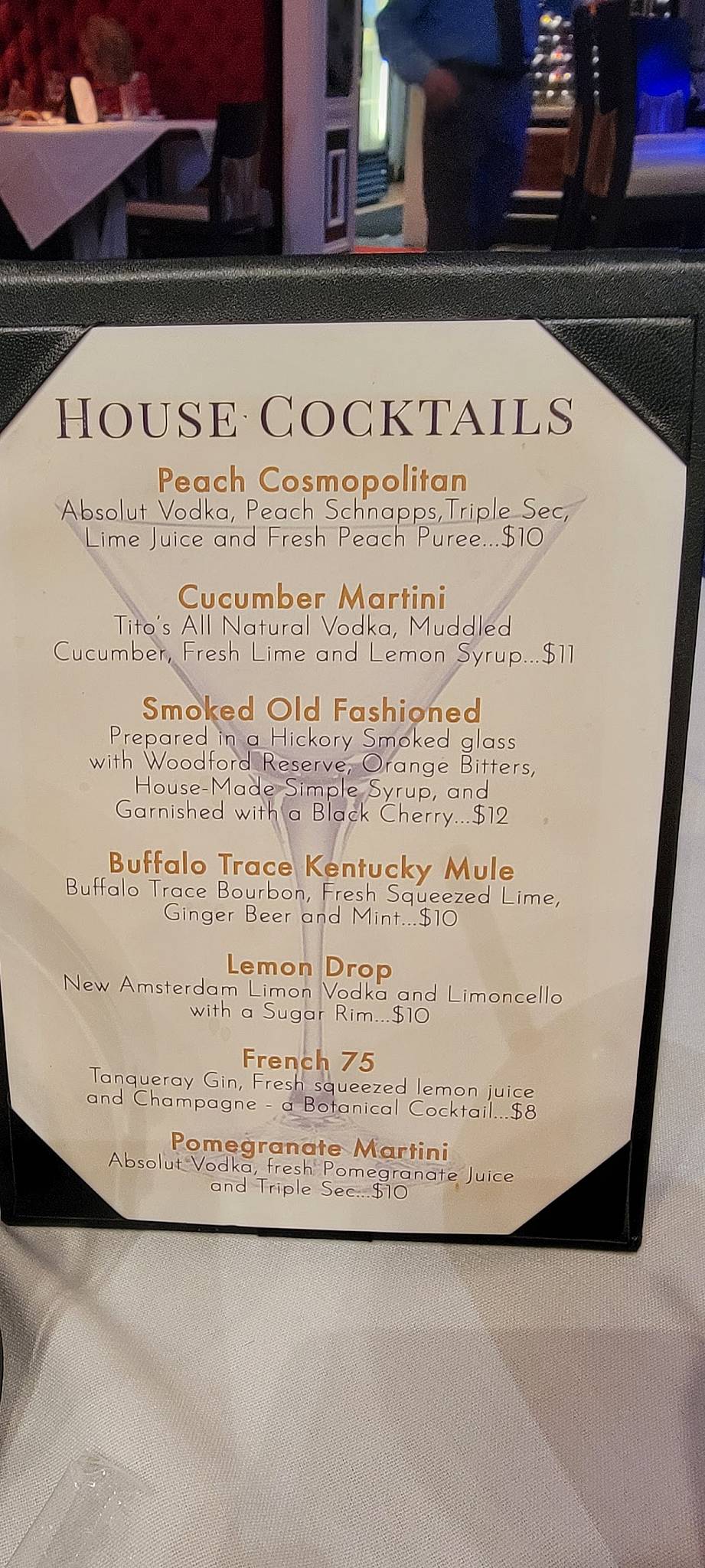 Menu at The Legacy Restaurant at Nancy Lopez Country Club, The Villages ...