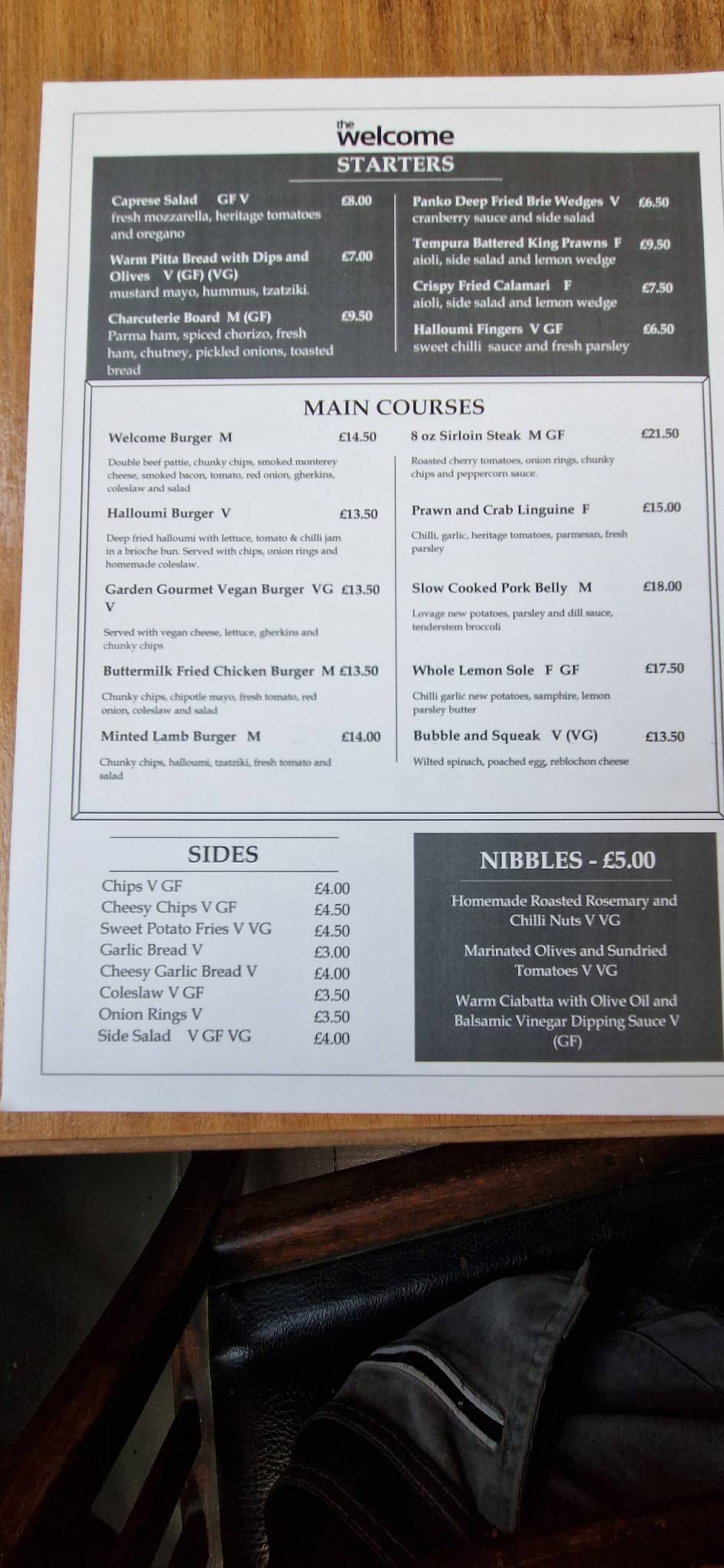 Menu at The Welcome pub & bar, Saint Leonards