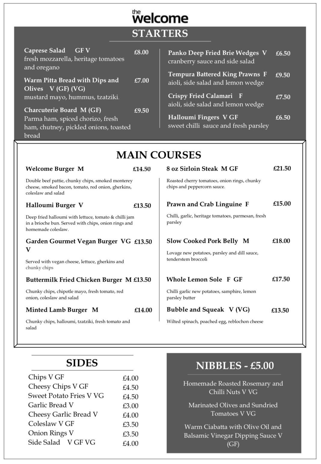 Menu at The Welcome pub & bar, Saint Leonards