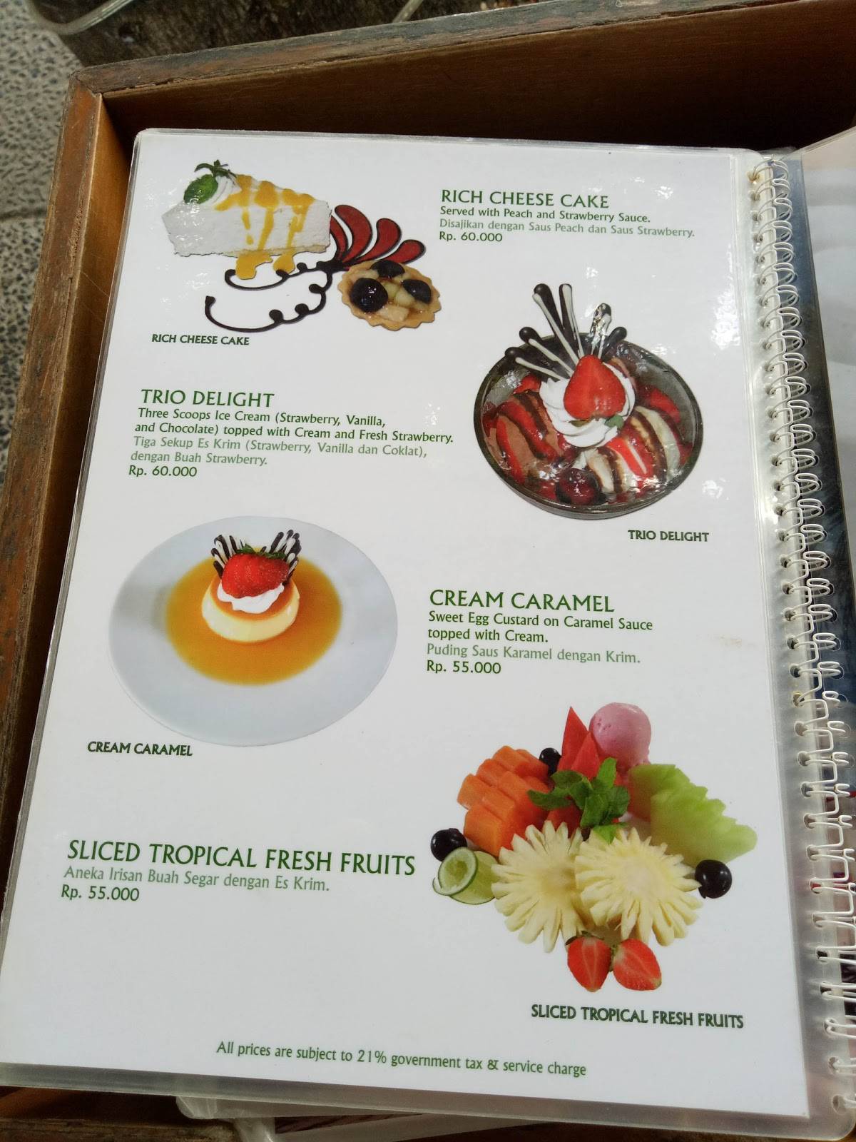 Menu at The Wharf Restaurant Bali, Kuta Selatan