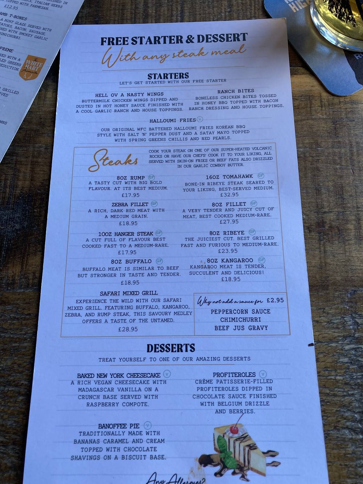 Menu at The White Hart pub & bar, Warrington