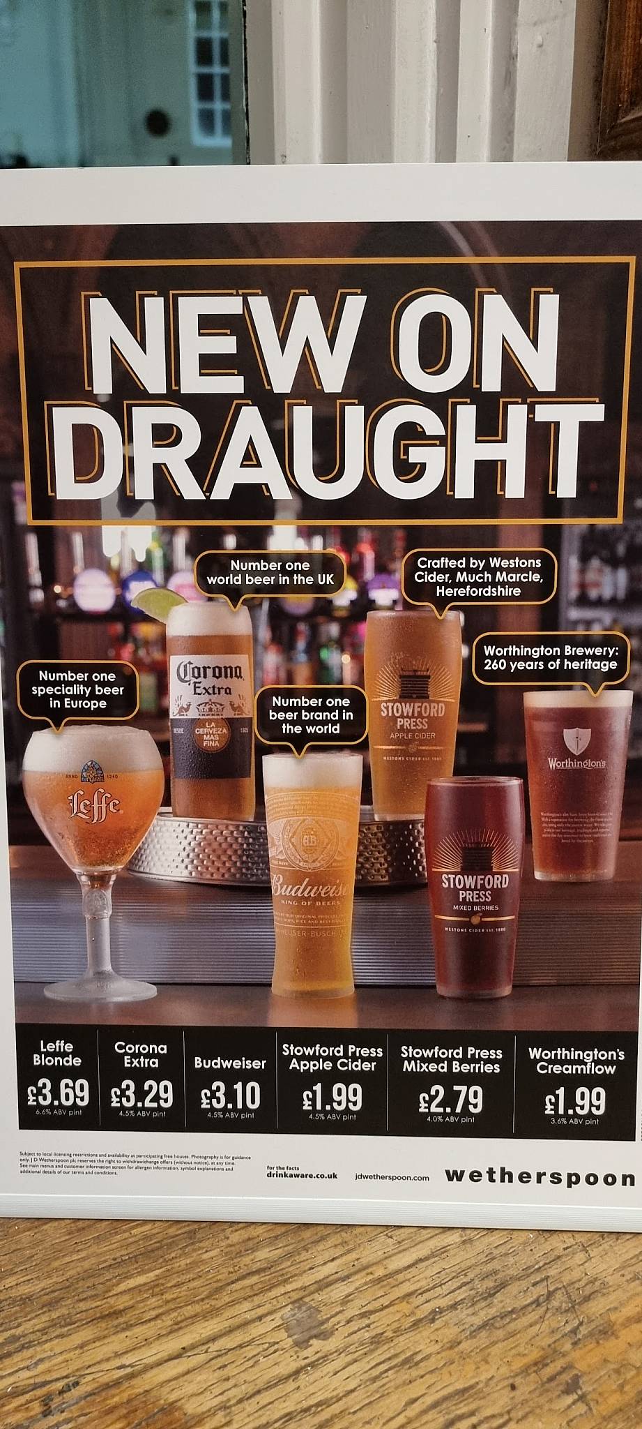 Menu at The Wyndham Arms - JD Wetherspoon pub & bar, Bridgend