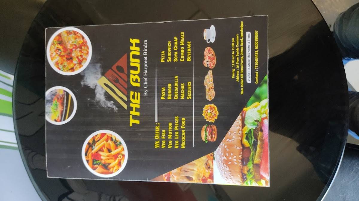 Menu at The bunk restro, Jamshedpur