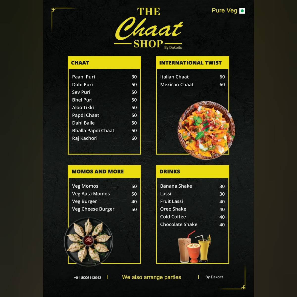 Menu at The Chaat Shop, Dehradun