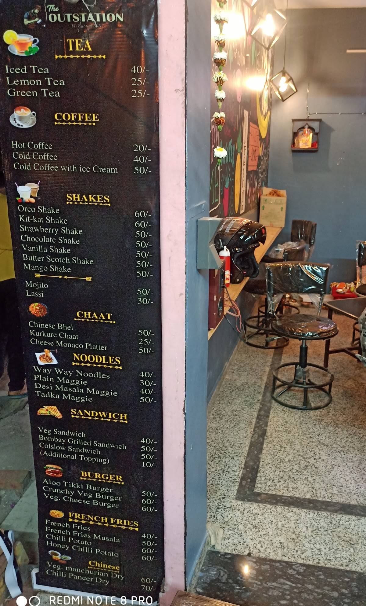 Menu at The outstation cafe, Jaipur