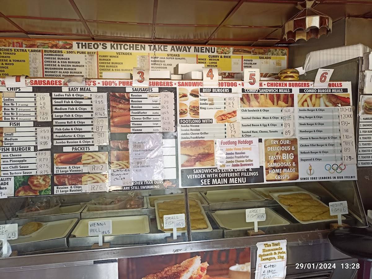 Menu at Theo's Kitchen restaurant, Centurion