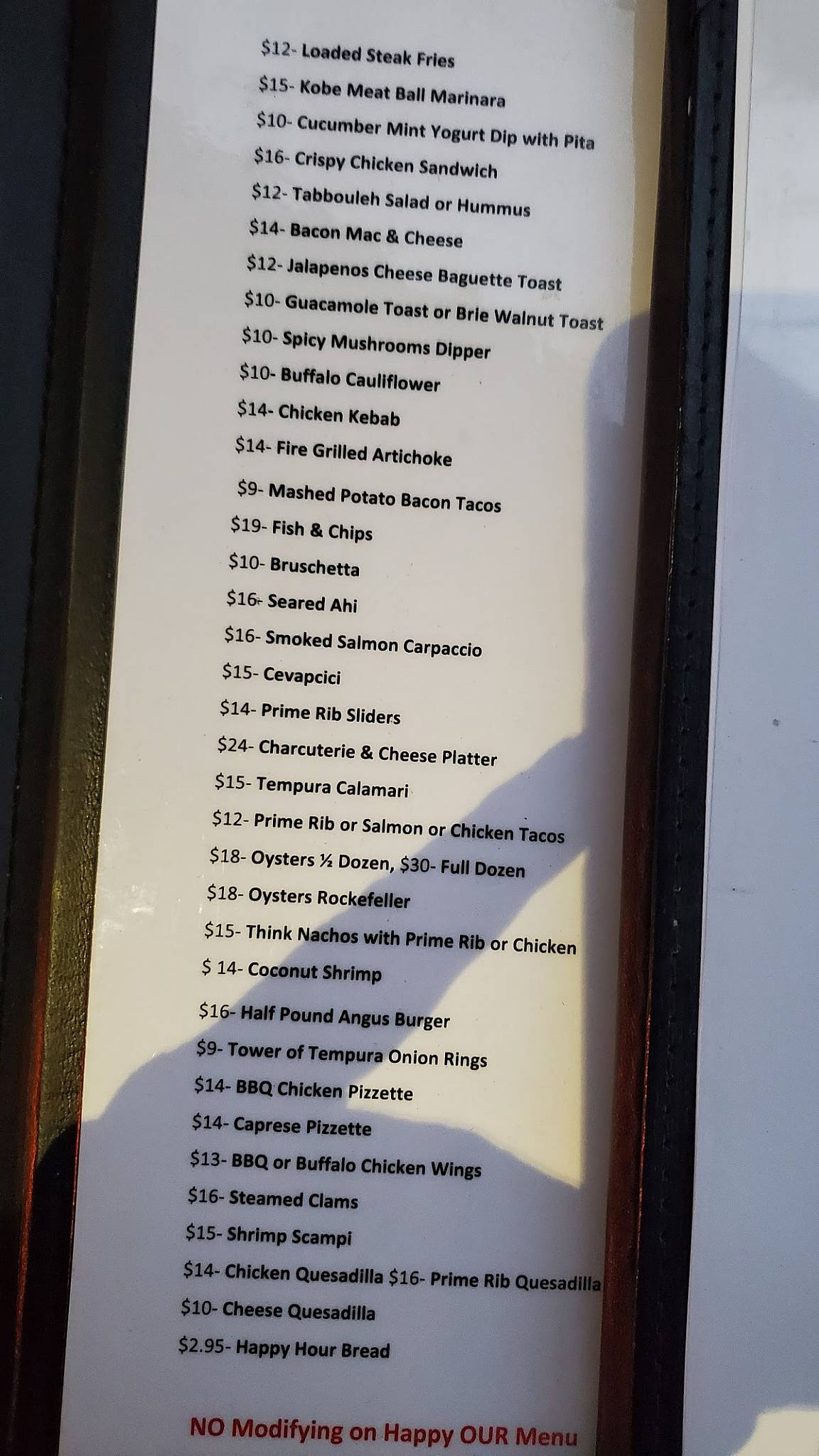 Menu at Think Prime Steak House steakhouse, Rancho Palos Verdes
