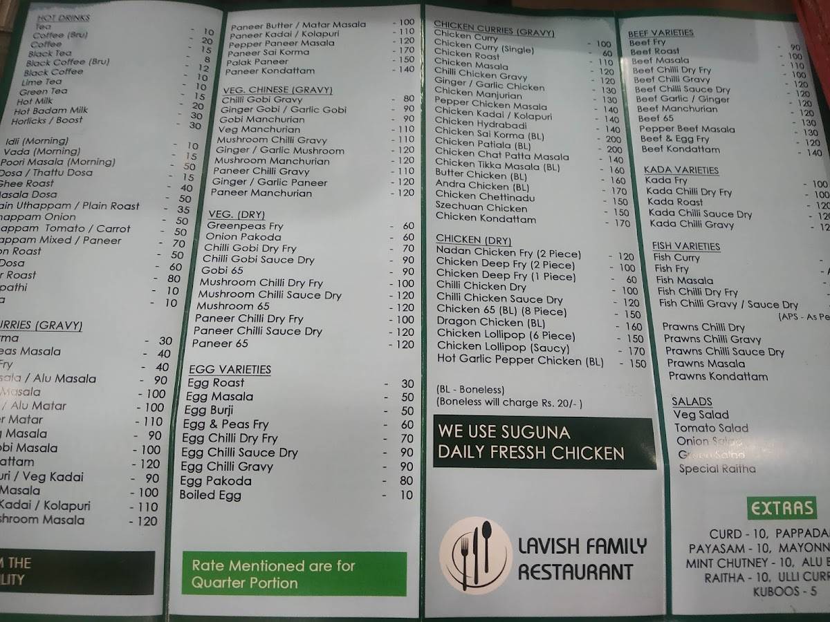 Menu at Lavish Family Restaurant, Thrissur
