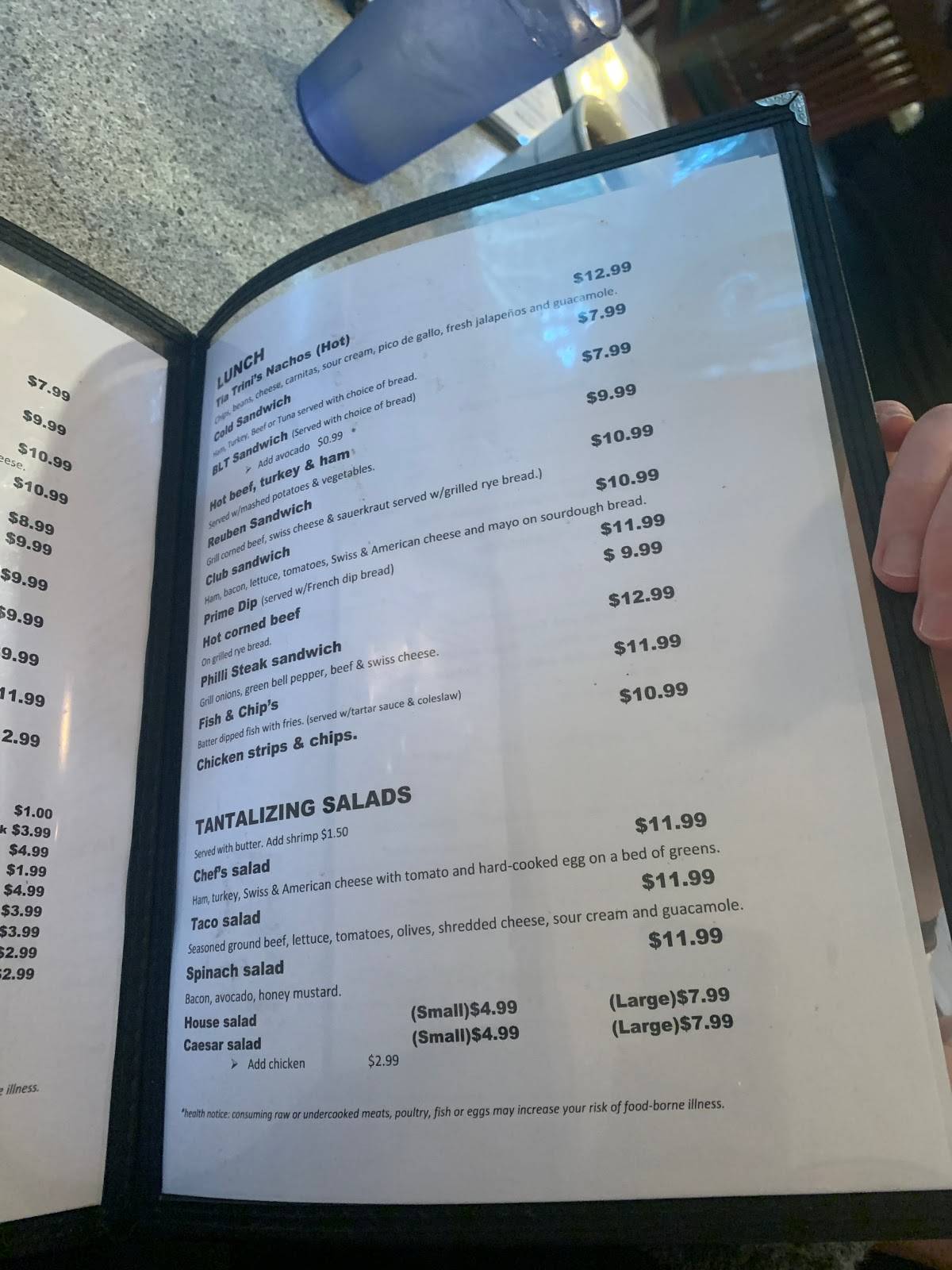 Menu at Tia Trini’s Pantry restaurant, Edmonds