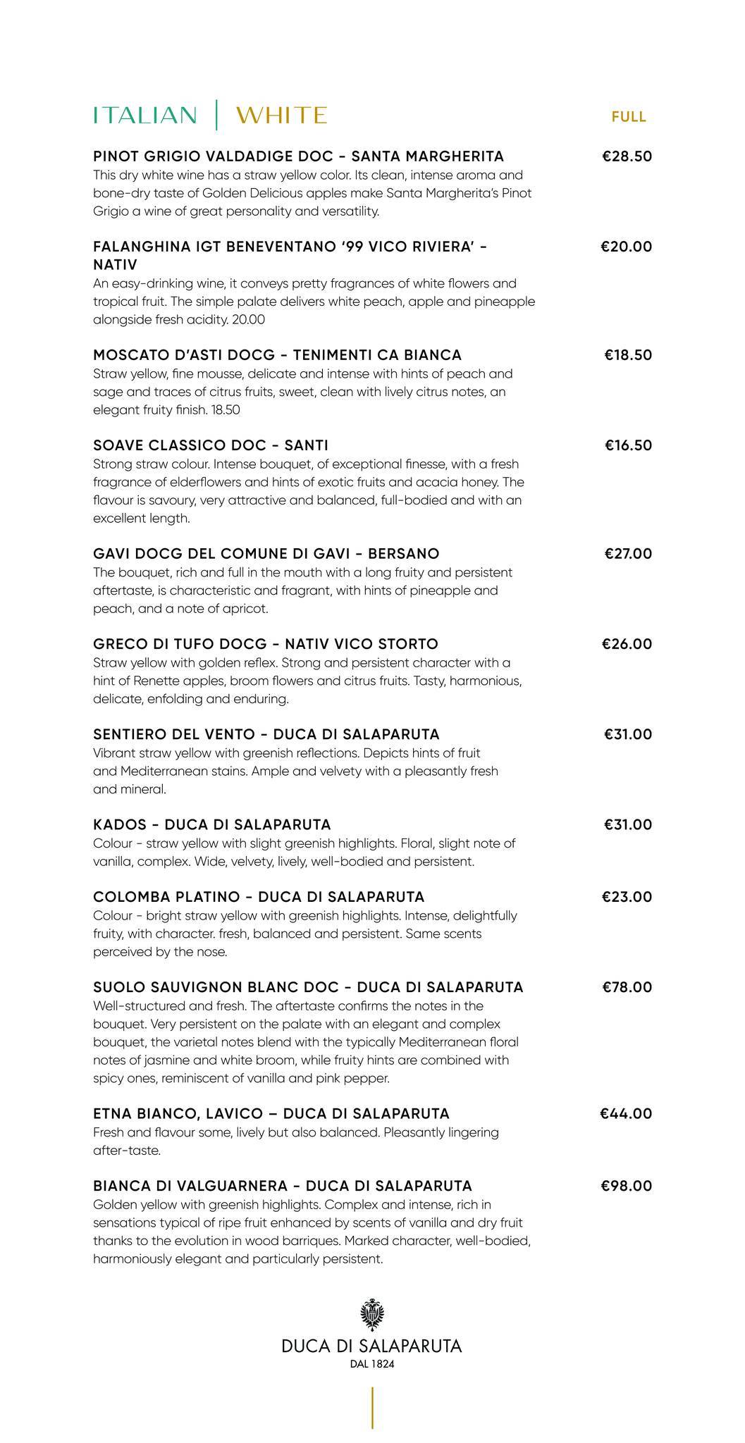 Menu at Tiffany's Bistro restaurant, Sliema