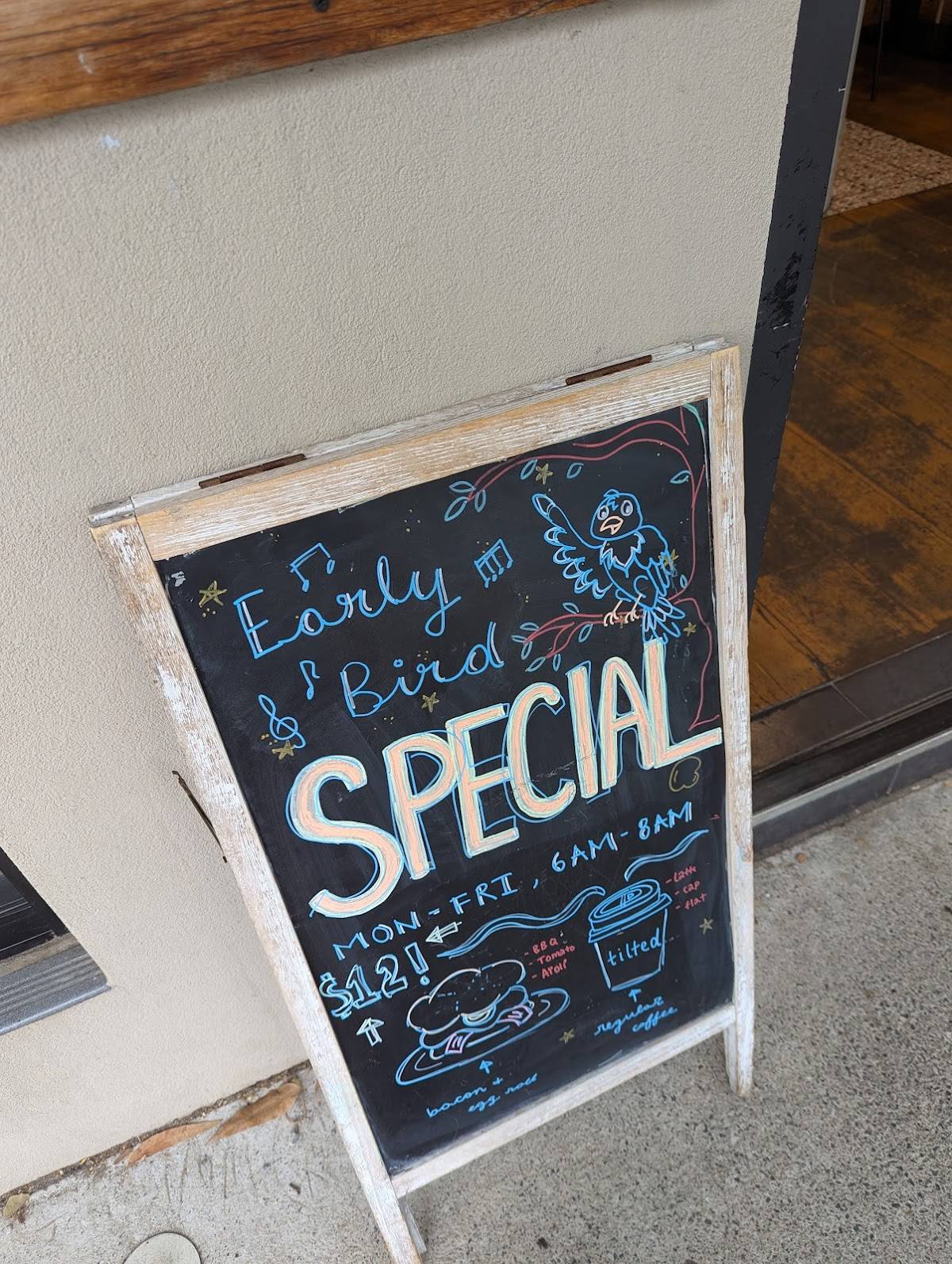 Menu at Tilted cafe, Carlingford