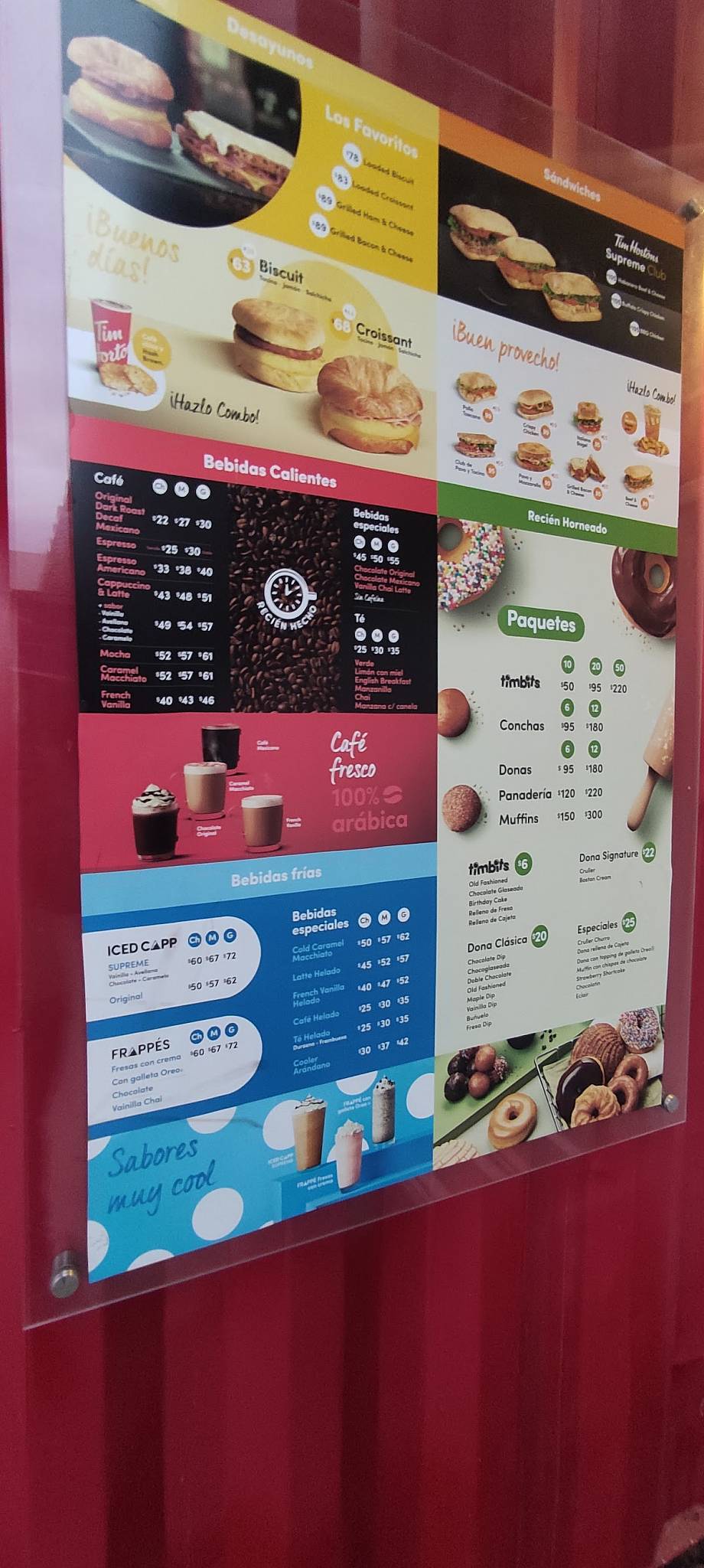 Carta del café Tim Hortons Ayutla, Monterrey, Av. Ignacio Morones ...