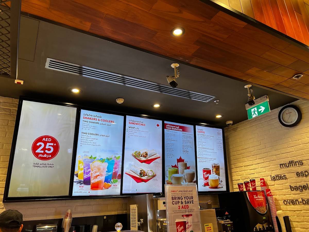 Carta del café Tim Hortons - Mall of Emirates, Dubai