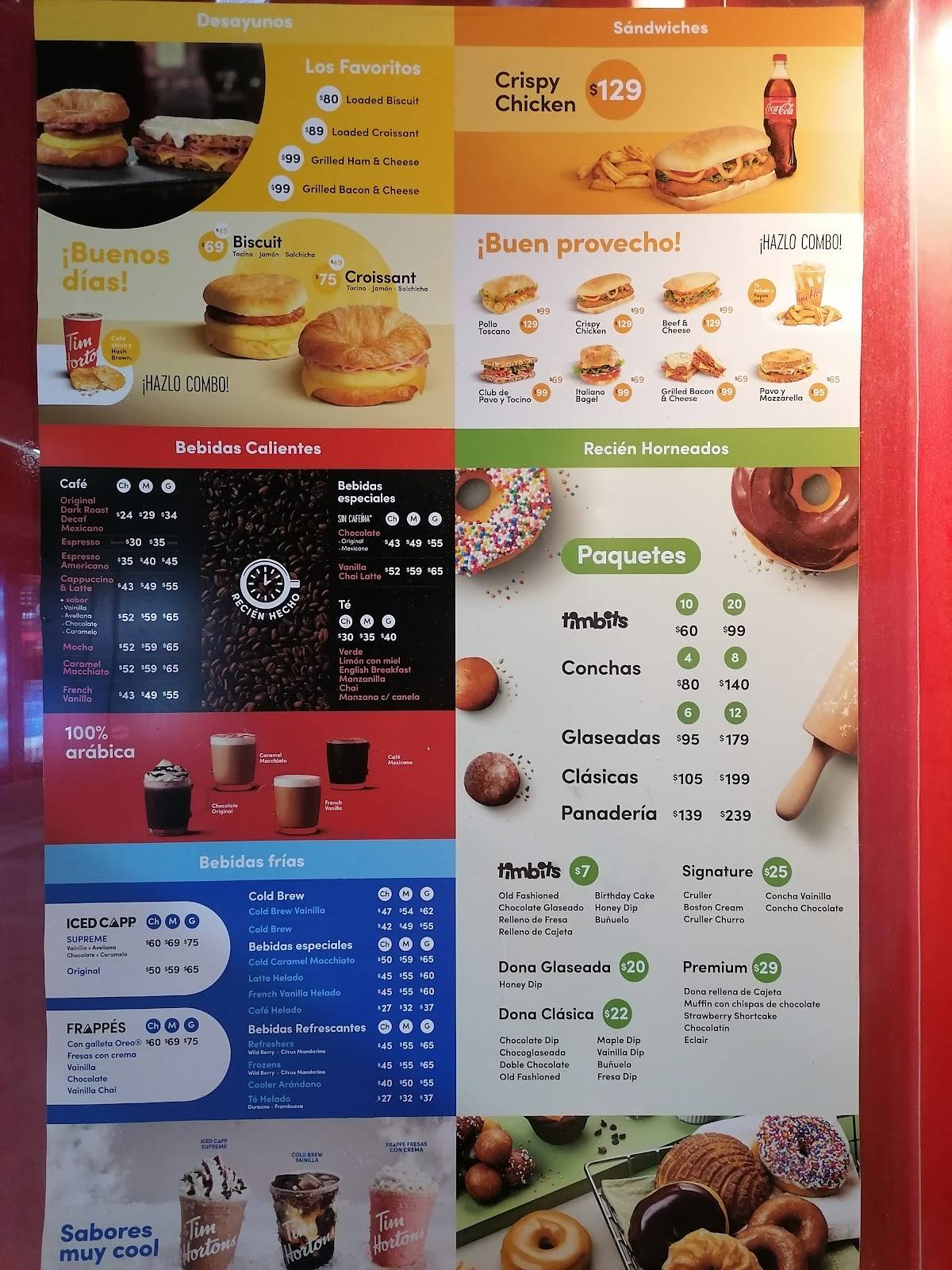 Carta de Tim Hortons Pablo Livas, Guadalupe, Av. Pablo Livas 5500-1er ...