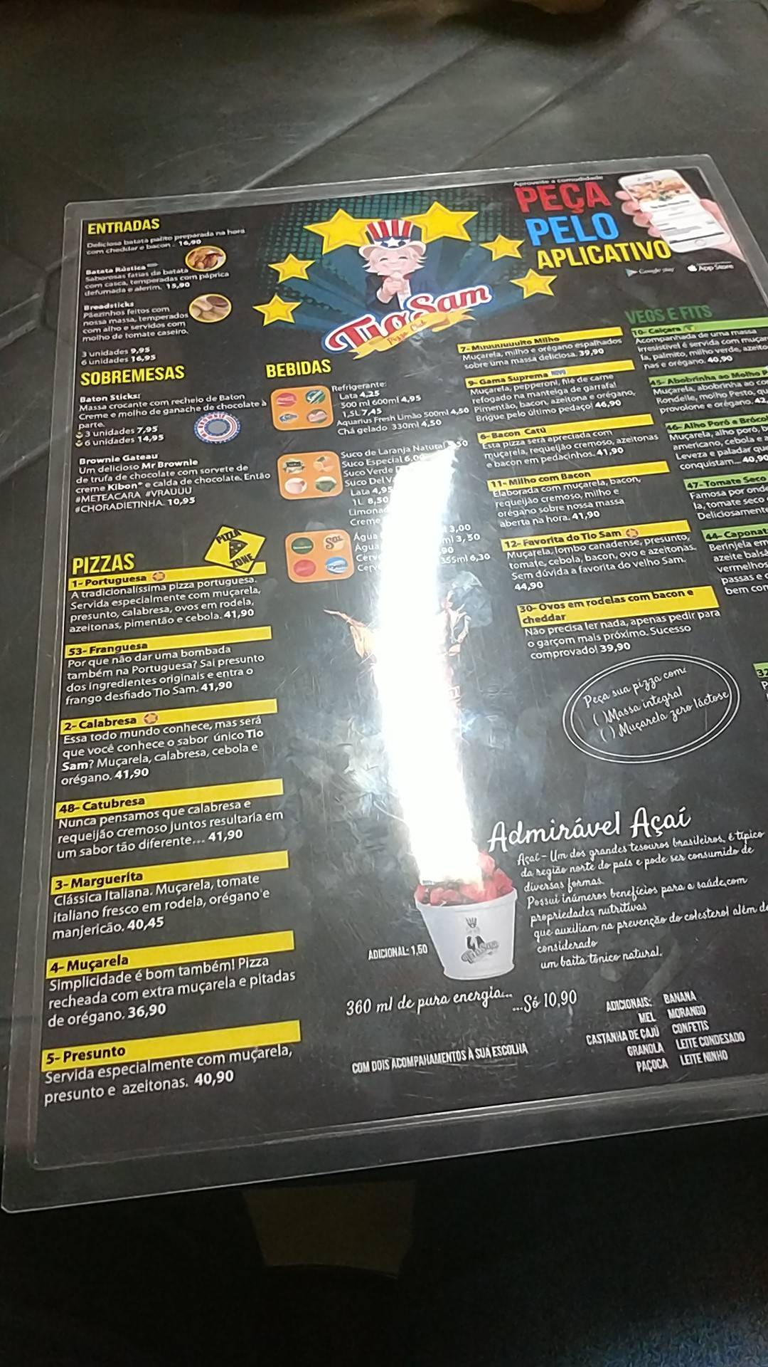 Carta de Tio Sam Pizza Club, Santa Maria