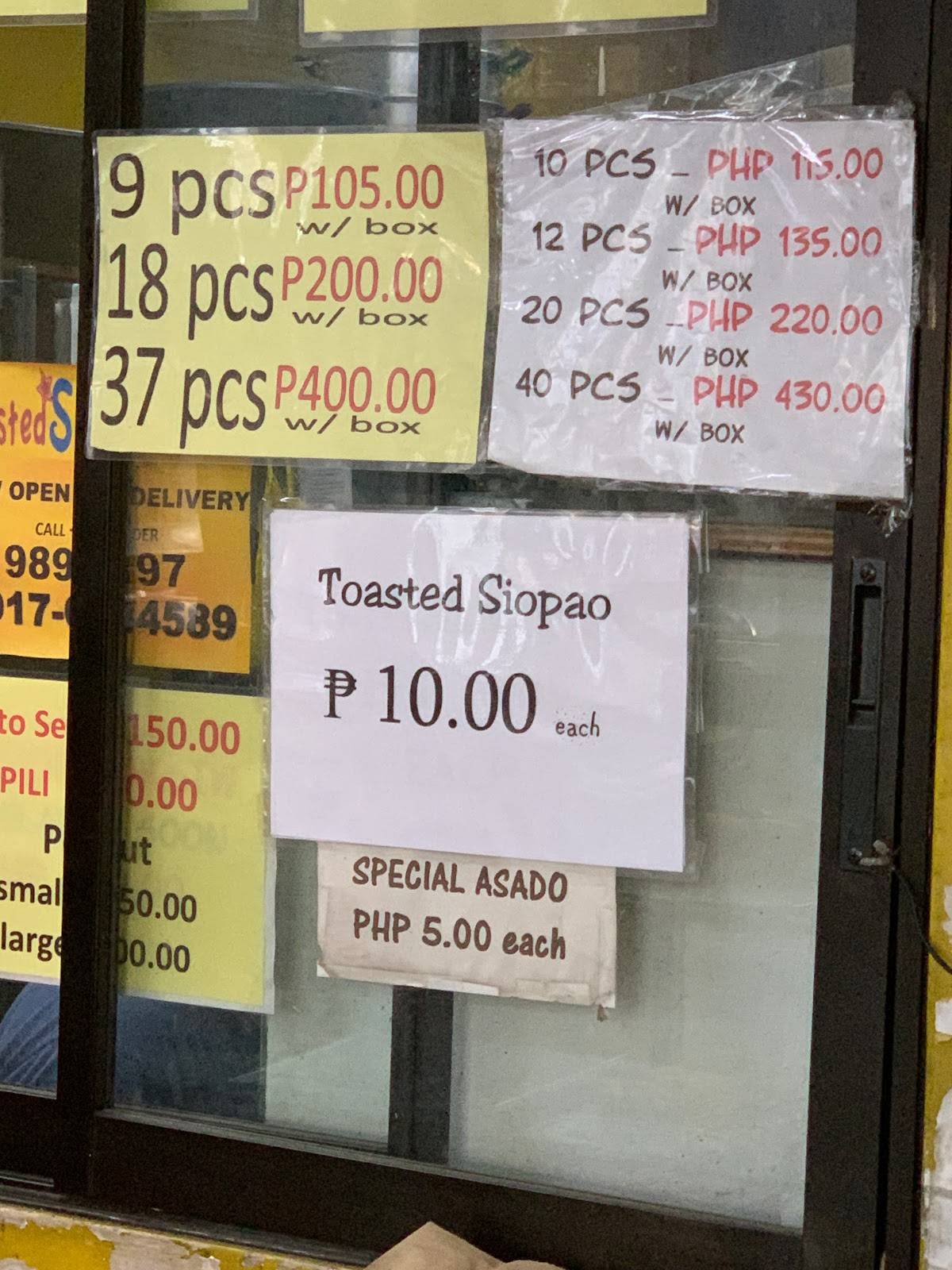 Menu at Toasted Siopao, Quezon City, 61 Visayas Ave