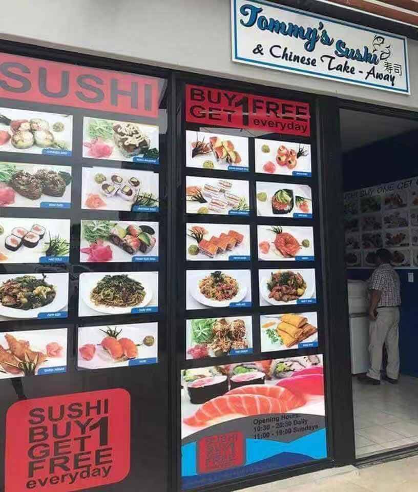 Menu at Tommy's Sushi & Chinese Take-away restaurant, Hillcrest