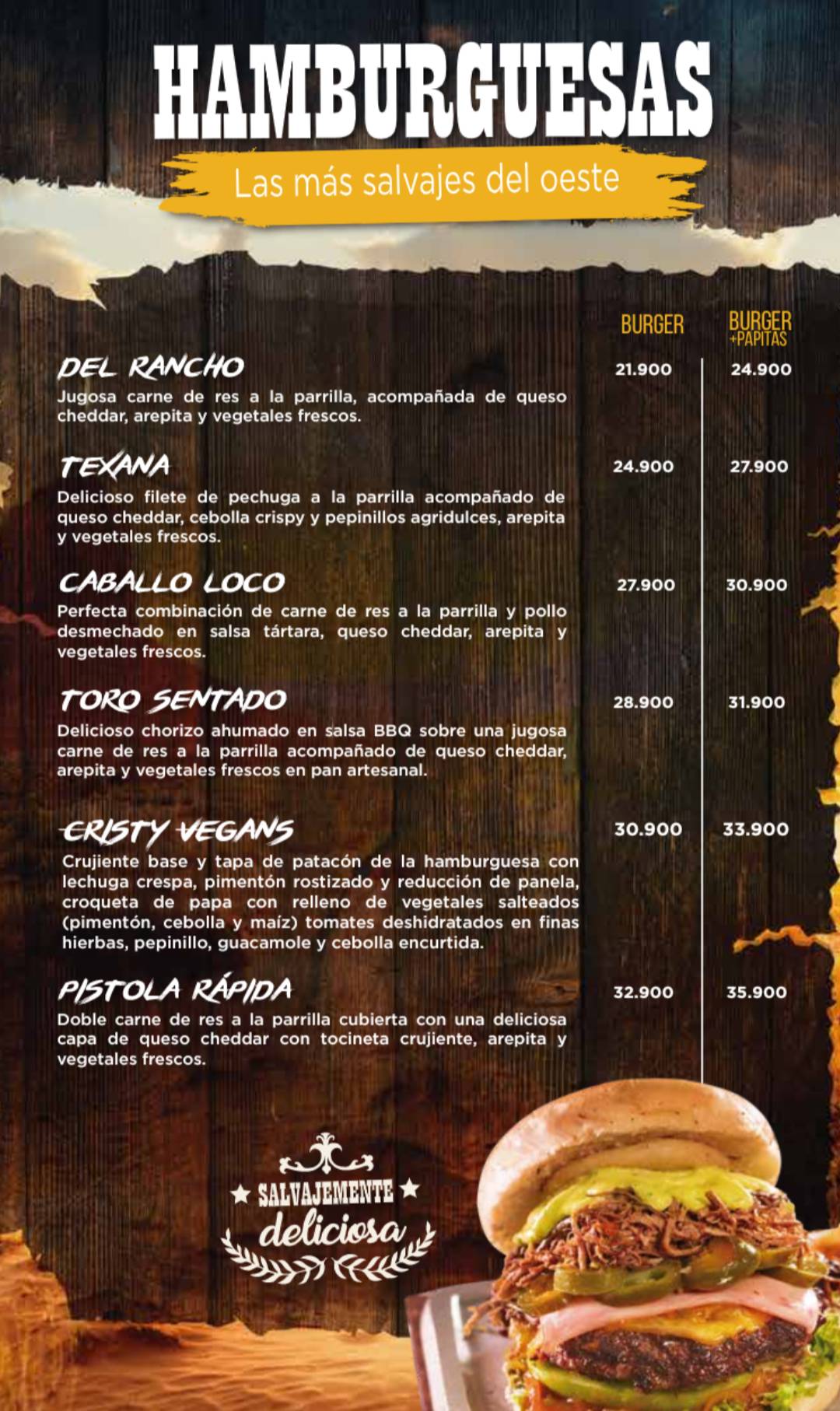 Carta del restaurante Toro McCoy CENTRO MAYOR, Bogotá