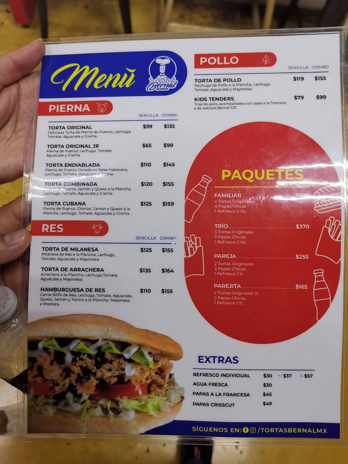 Carta del restaurante Tortas Bernal Padre Mier, Monterrey, Padre Mier #343