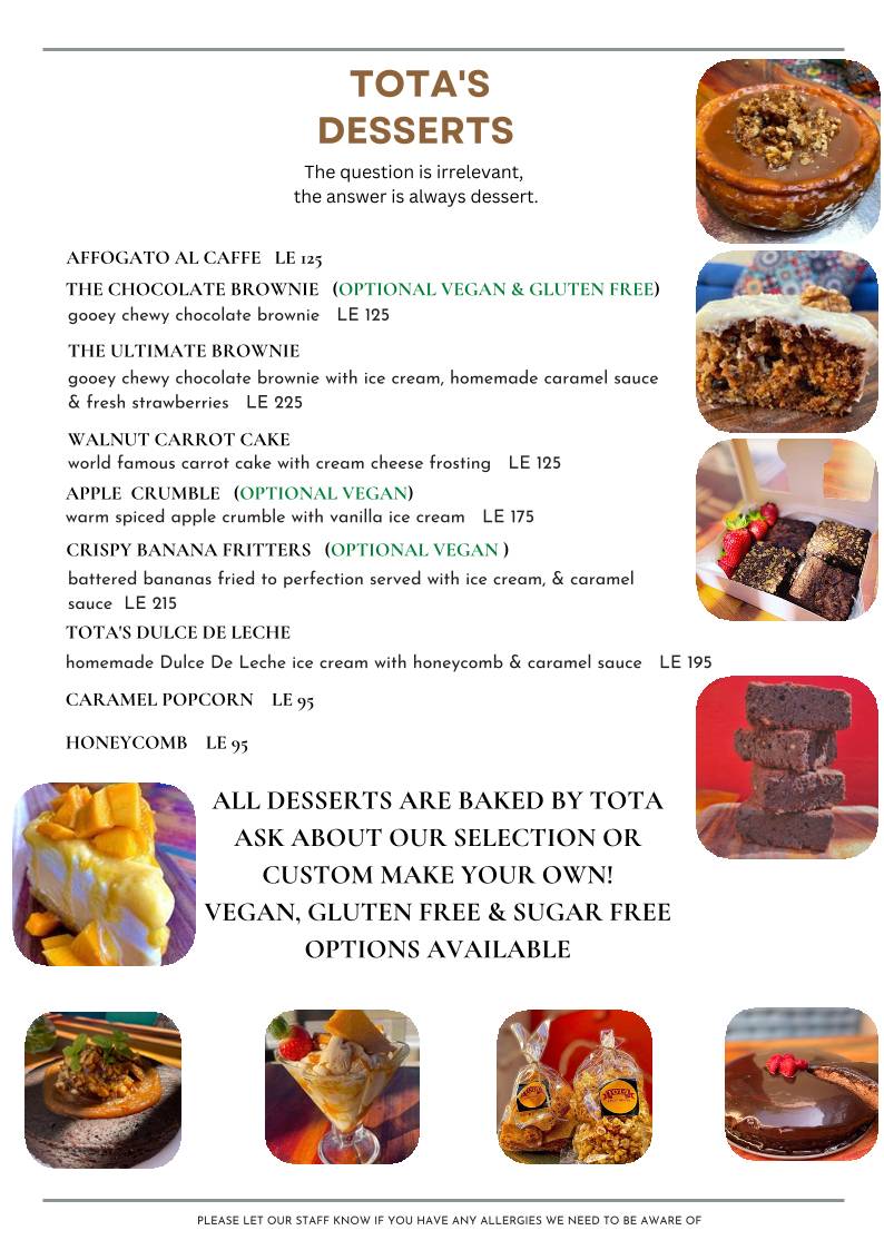 Speisekarte von Tota restaurant, Dahab