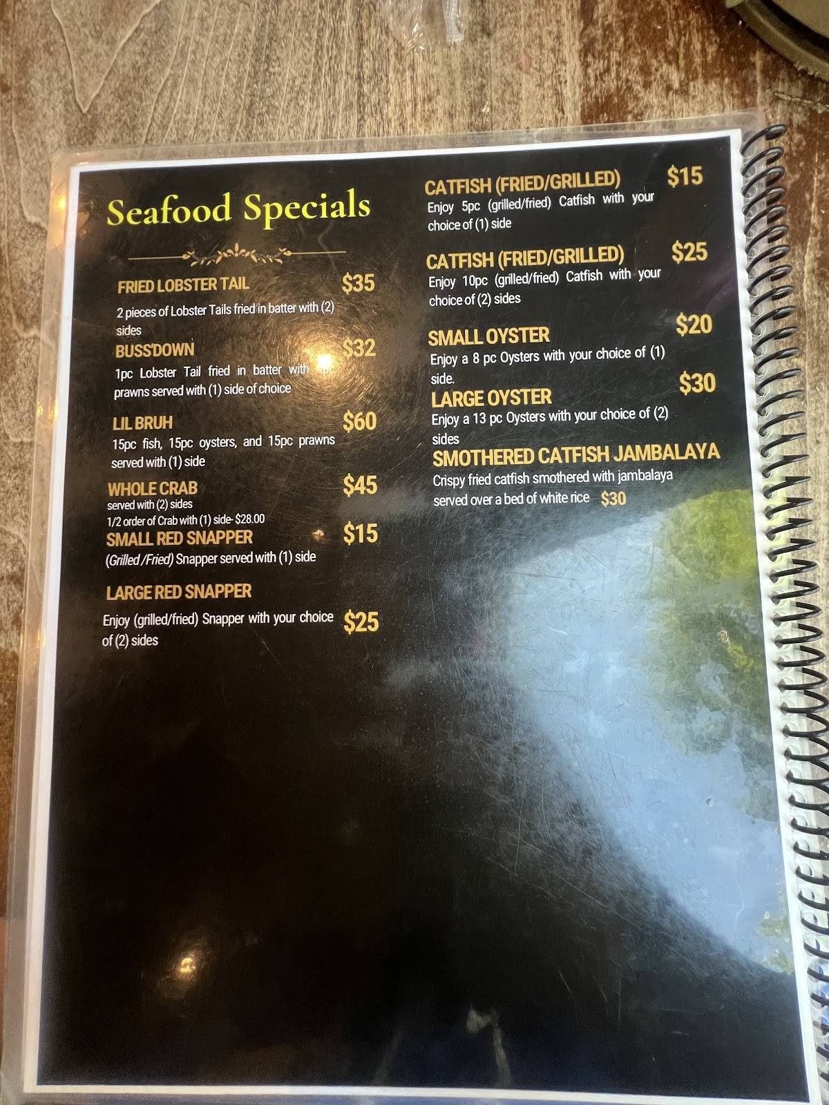 Menu at Touch of Soul restaurant, Emeryville