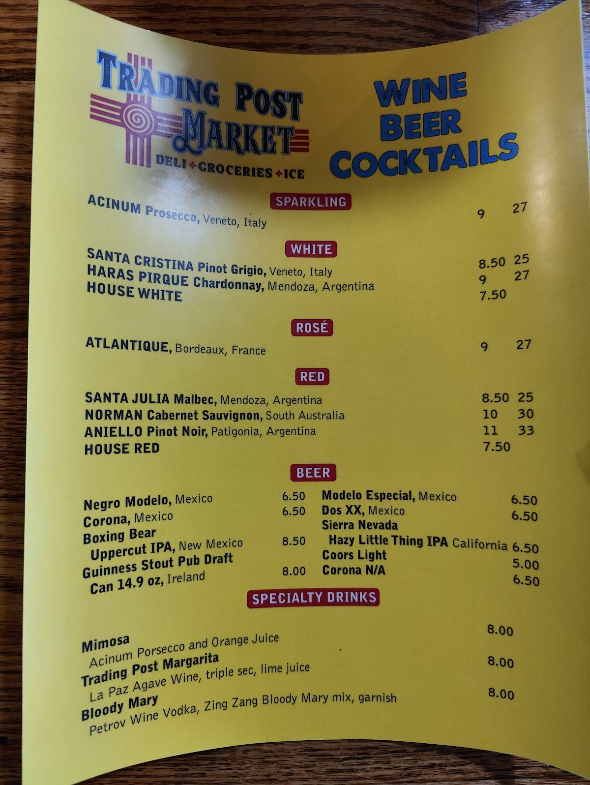 Menu at Trading Post Market restaurant, Ranchos de Taos, NM-68