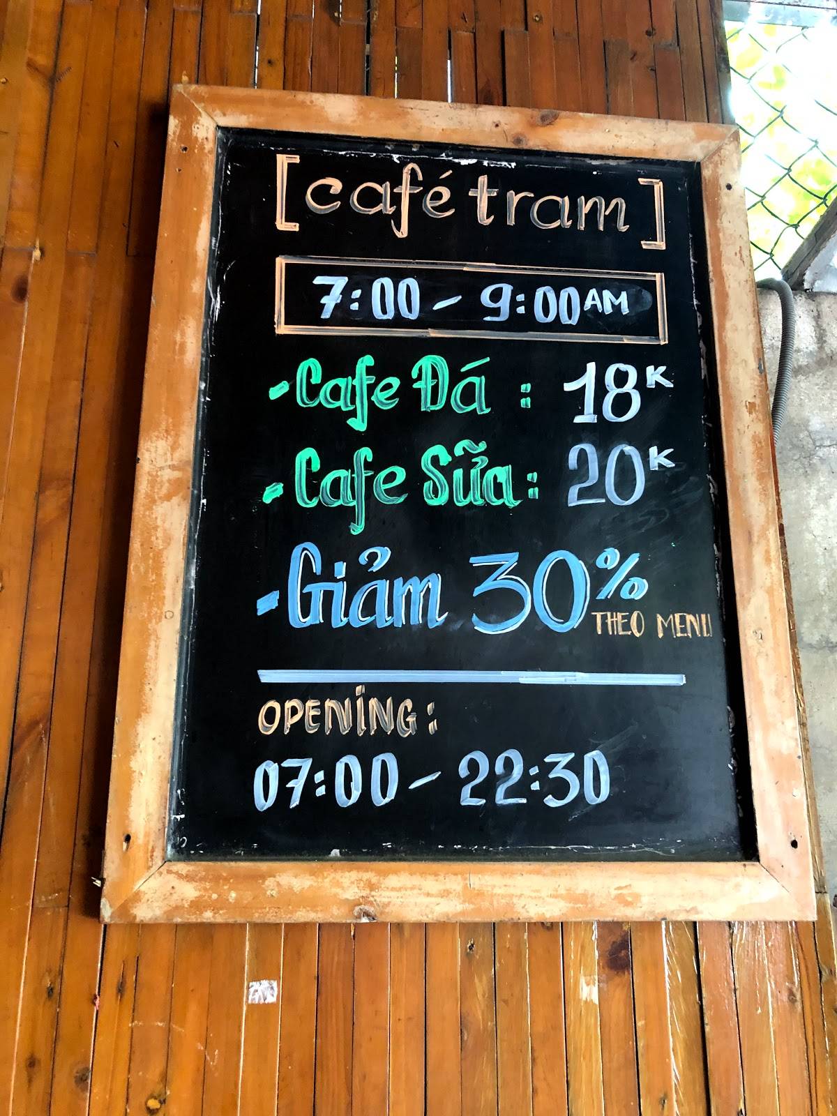 Menu at Tram Coffee Shop cafe, Ho Chi Minh City, 111 Đ. Nguyễn Phi Khanh