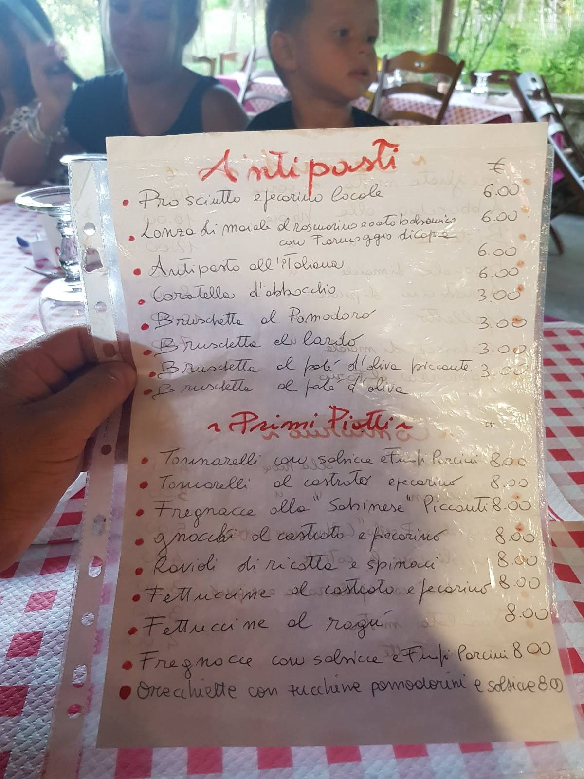 Menu da Trattoria Il Vigneto ristorante, Colle di Tora, Via Turanense