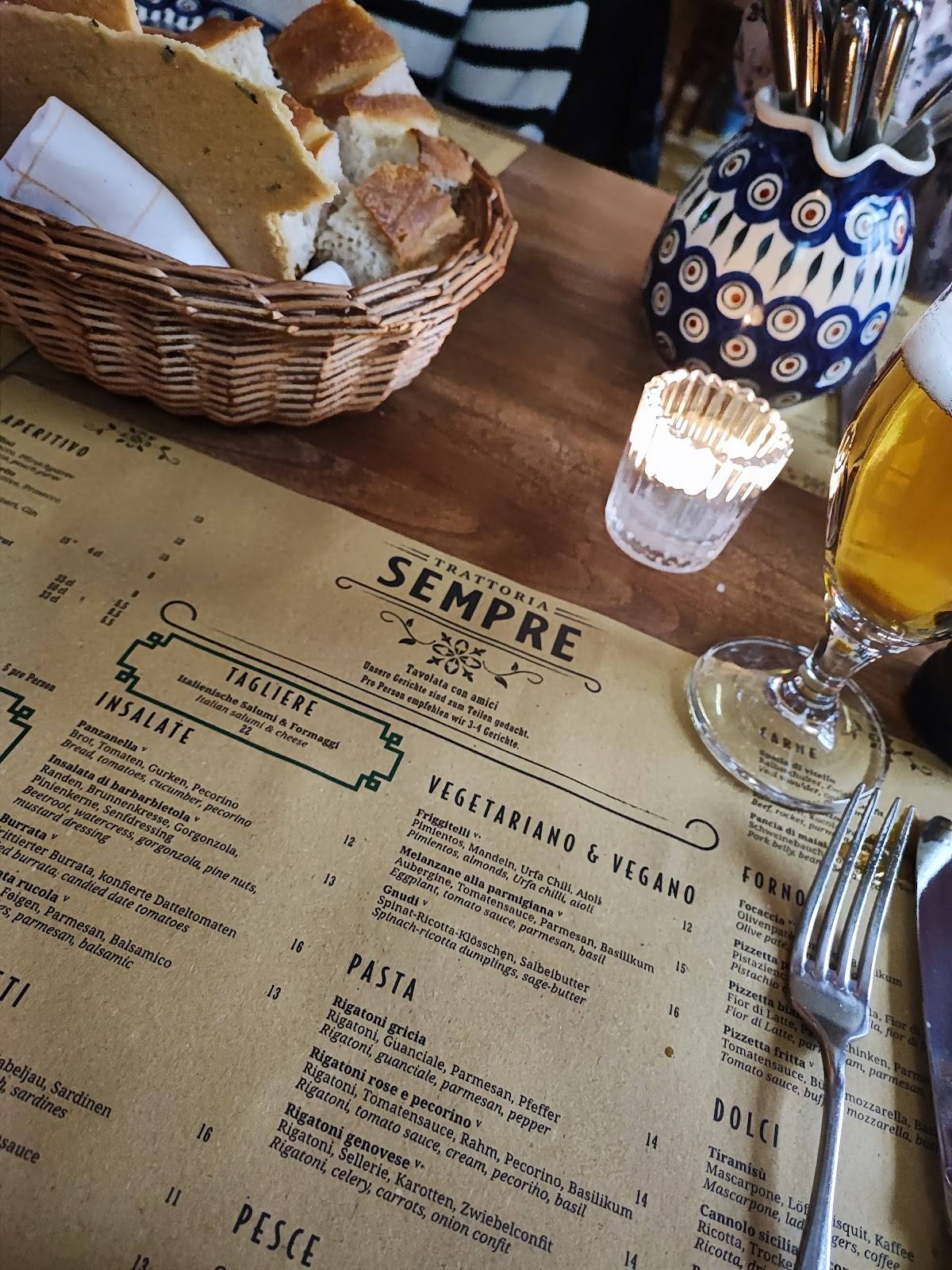 Speisekarte von Trattoria Sempre, Zürich