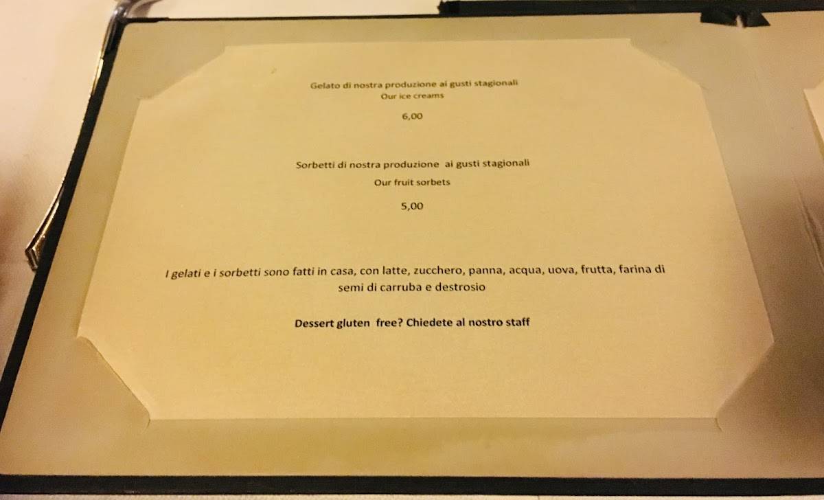 Menu at Trattoria dei Cacciatori restaurant, San Bovio