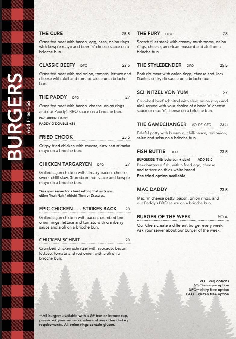 Menu at Treehouse Bar & Bistro, New Plymouth, 471 Devon St W