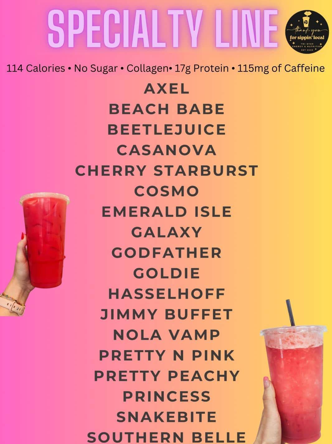 Menu at Tri-Star Energy & Nutrition restaurant, Lenoir City