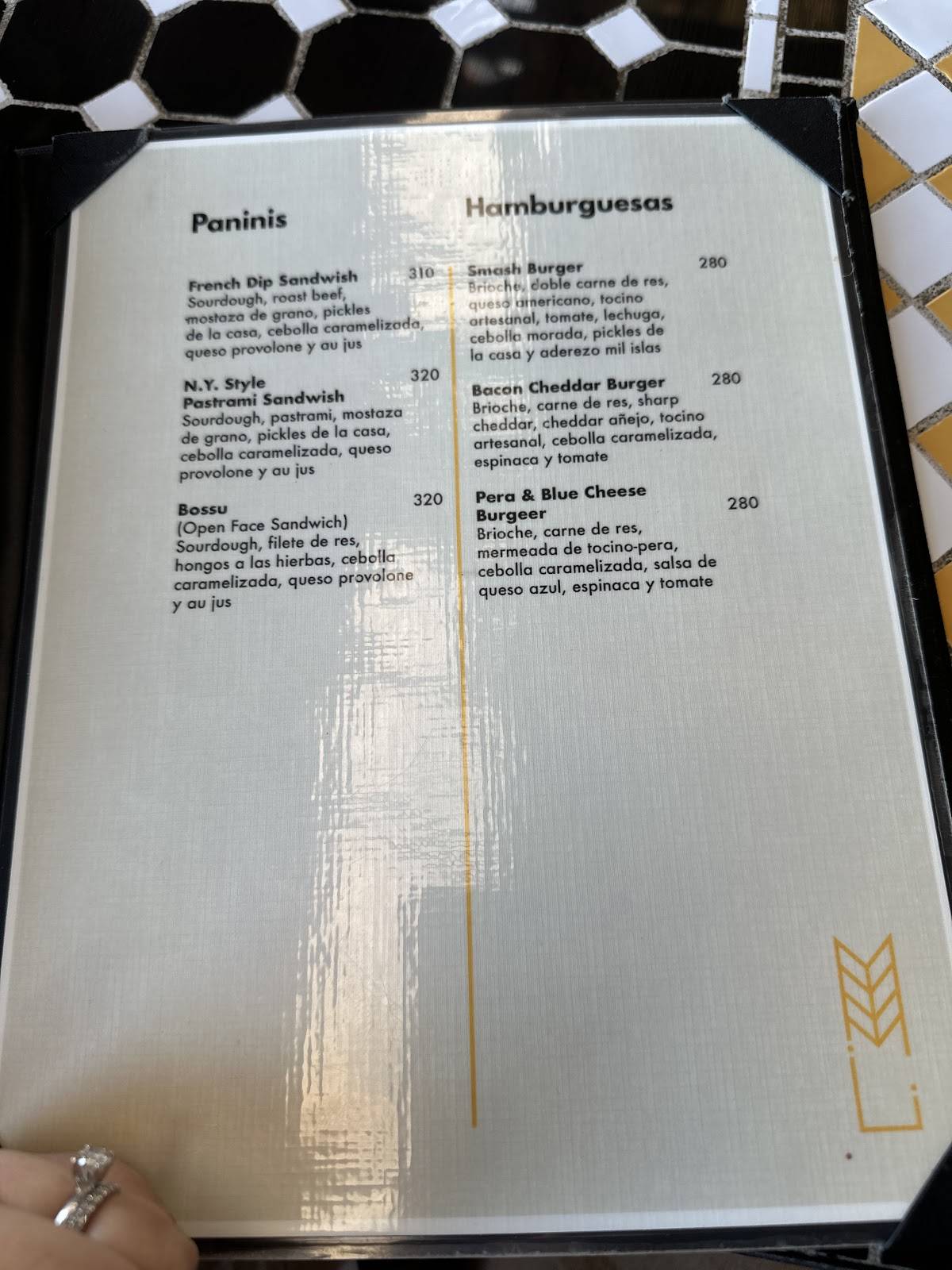 Carta del restaurante Trigo Salvaje, Mexicali