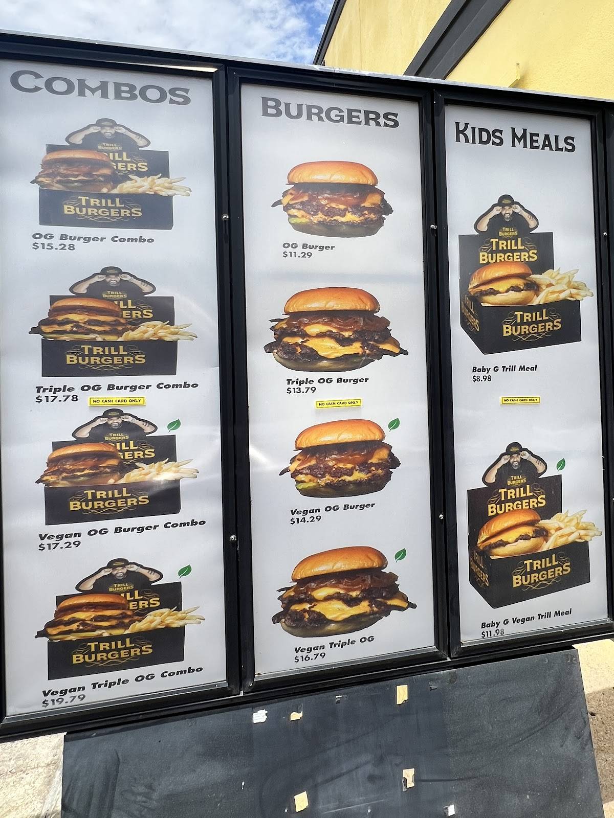 Menu at Trill Burgers restaurant, Houston, S Shepherd Dr
