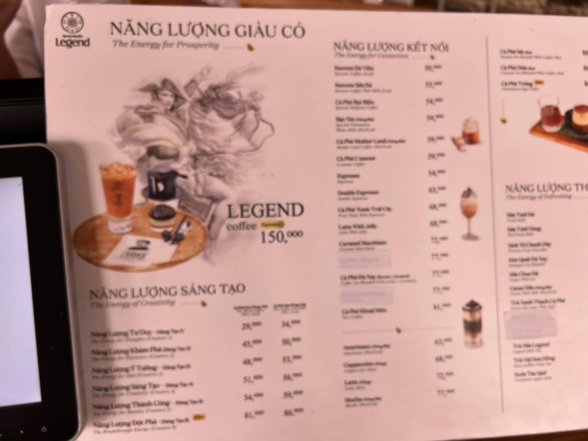 Carta del café Trung Nguyên Legend Coffee, Ciudad Ho Chi Minh (Saigón ...