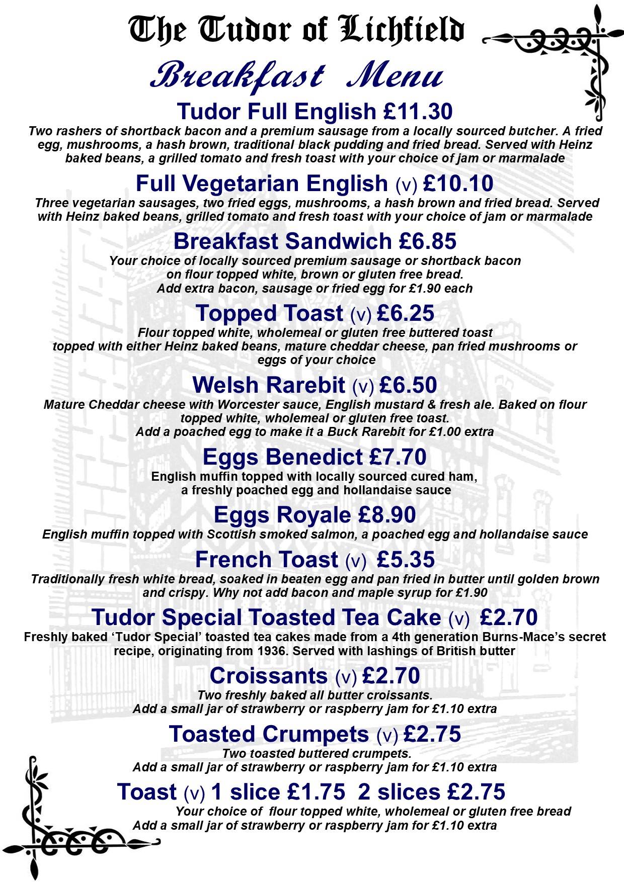 Menu at The Tudor Of Lichfield ~ Restaurant, Luxury Chocolate Shop and ...