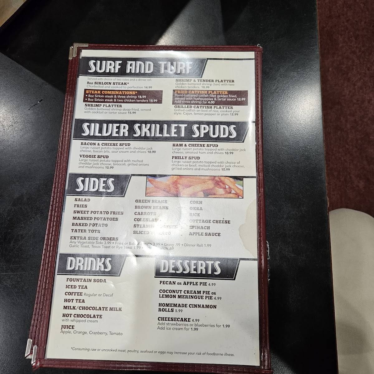 Menu at Silver Skillet Family Diner restaurant, Tulsa