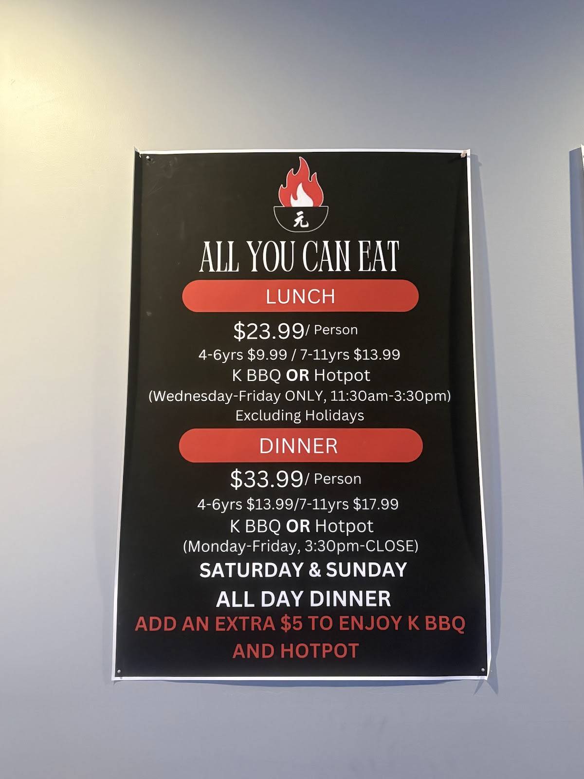 Menu at WON Korean BBQ & Hot Pot, Tulsa