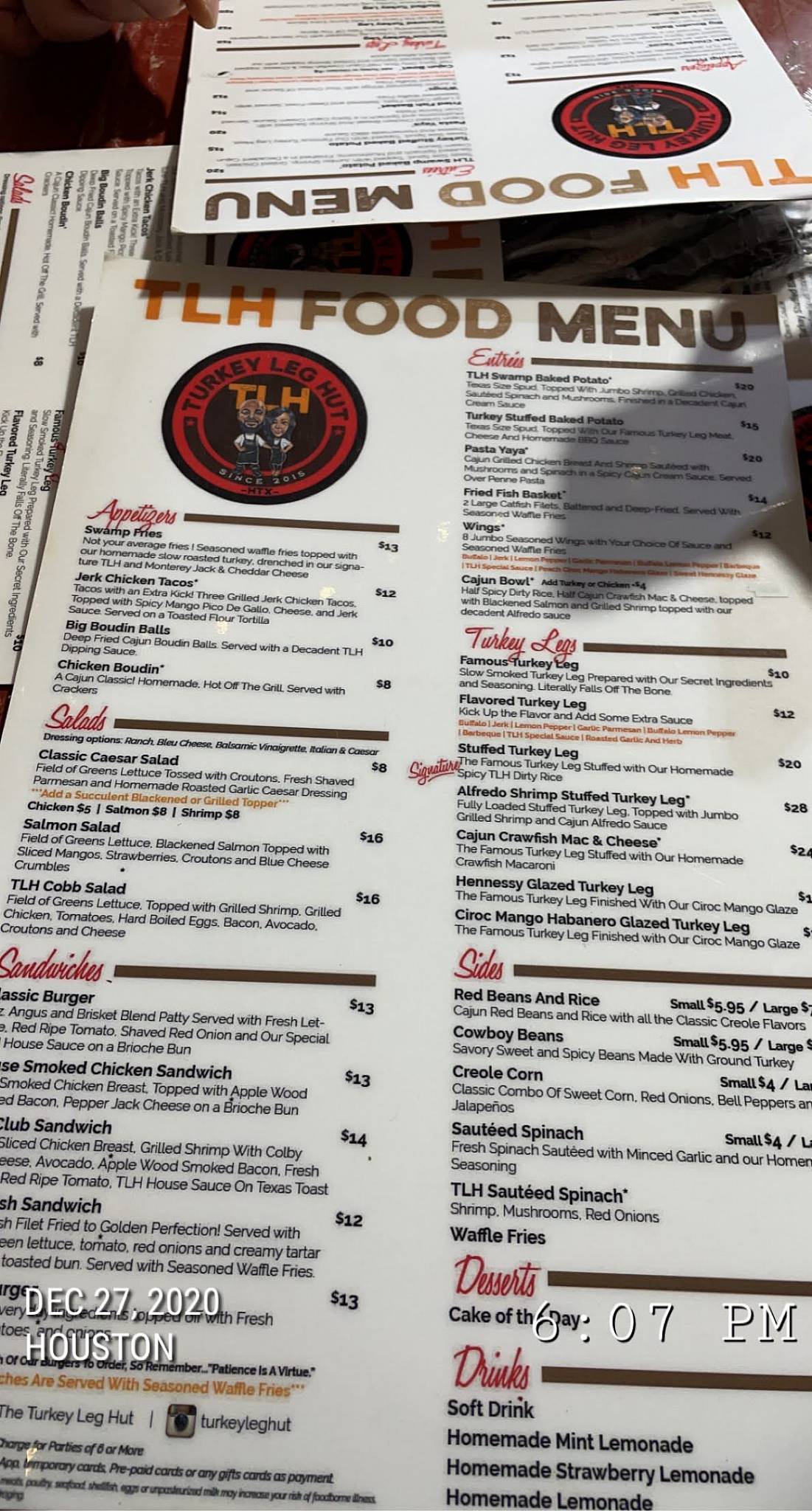 Menu at Turkey Leg Hut restaurant, Houston, Almeda Rd suite A/B