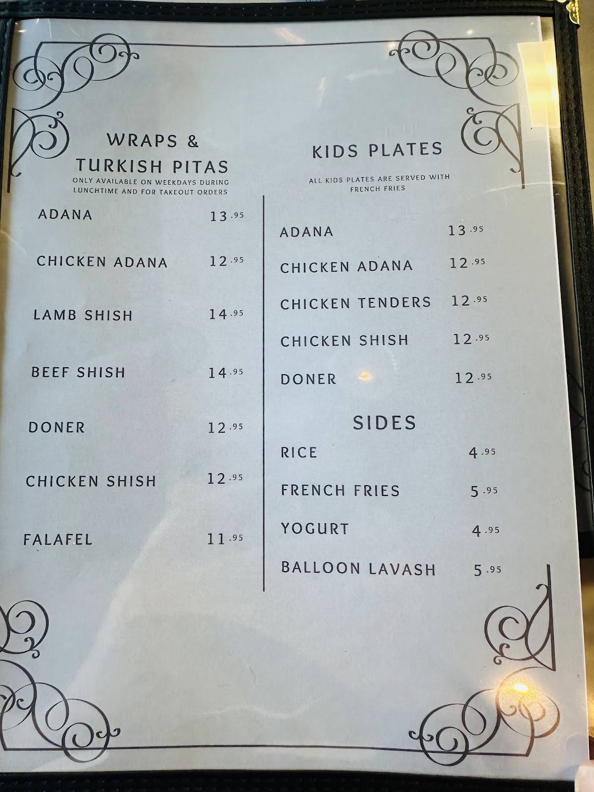 Menu at Turkish Kitchen desserts, Brandon