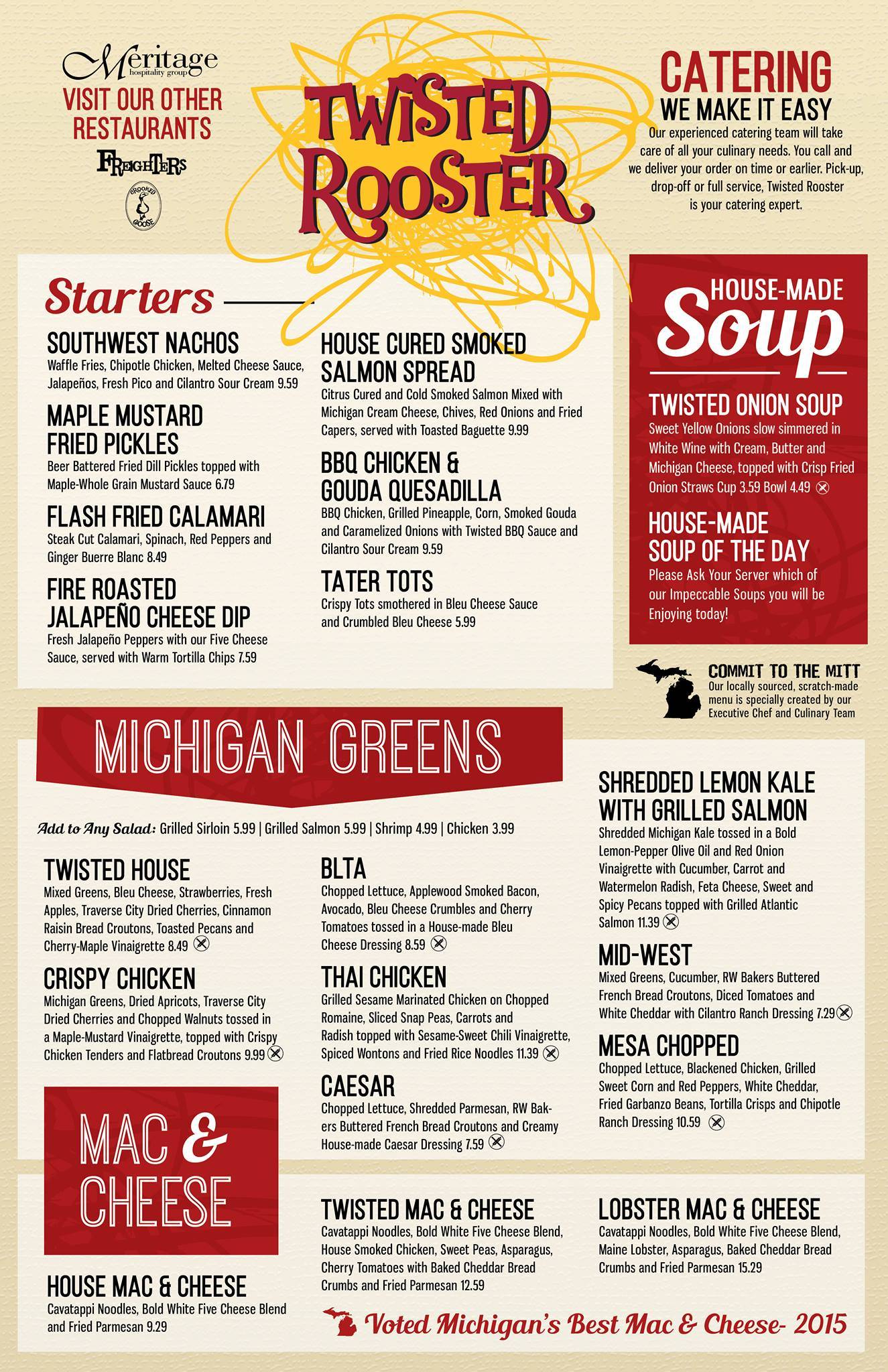 Menu at Twisted Rooster Grand Rapids pub & bar, Grand Rapids