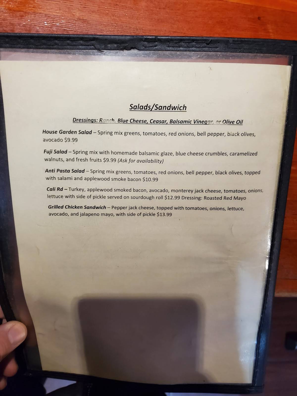 Menu at Two Rivers Cafe, Downieville, 116 Main St