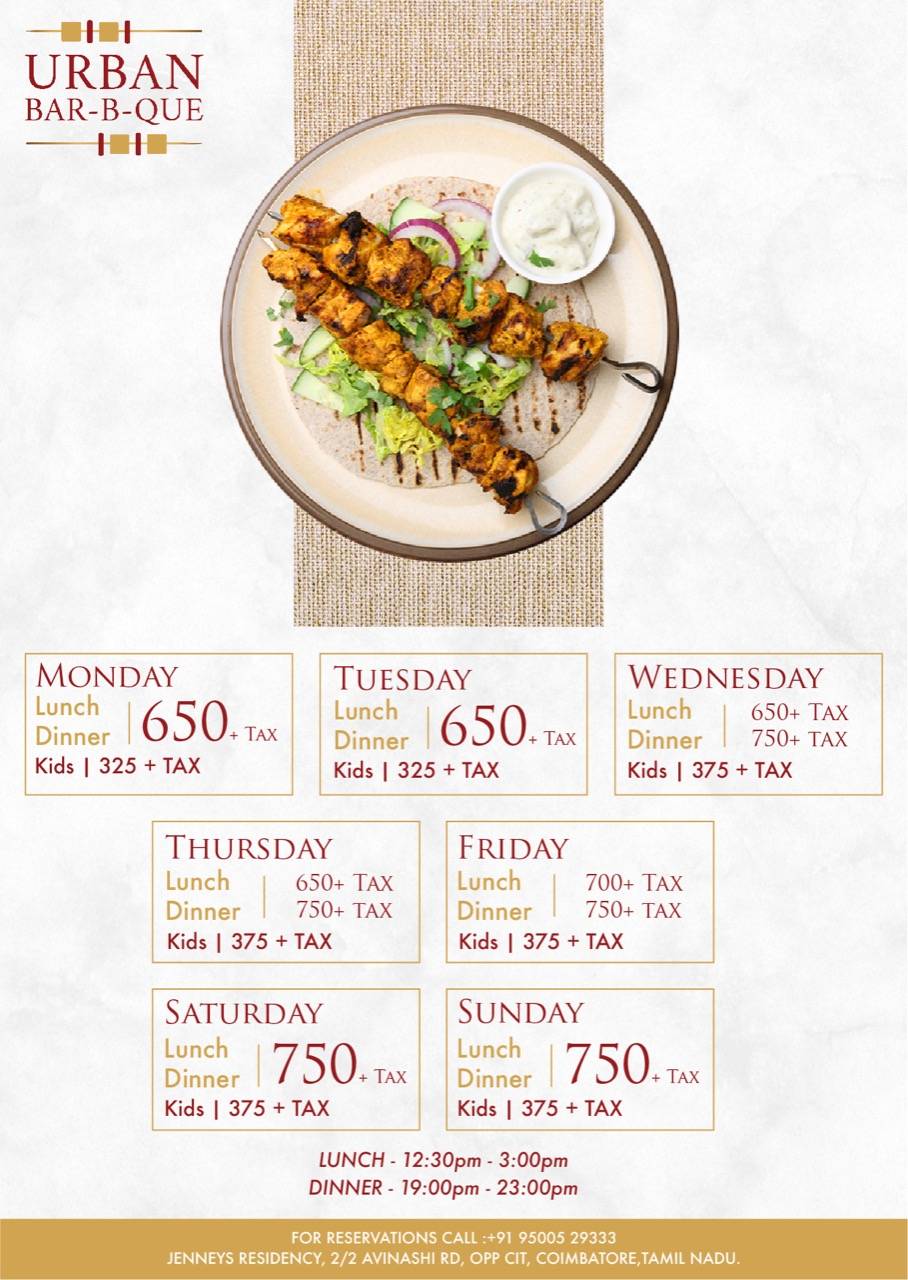 Menu at URBAN BAR-B-QUE, Coimbatore, 2/2