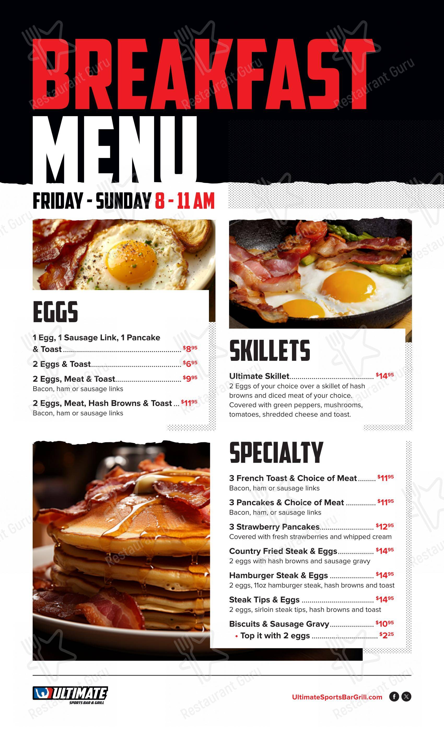 Menu at Ultimate Sports Bar and Grill, Waite Park