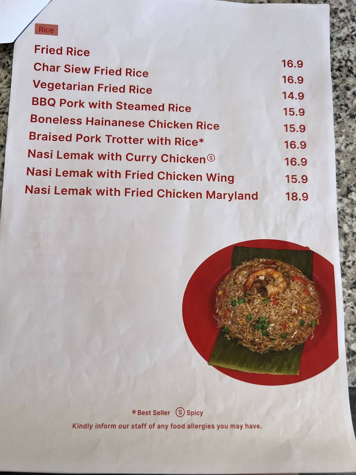 Menu at Uncle Eddie restaurant, Canning Vale